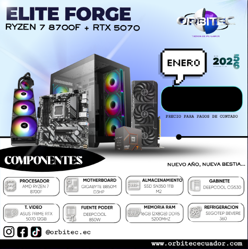 PC.18 ELITE FORGE RYZEN 7 8700F + RTX 5070 – Orbitec Ecuador