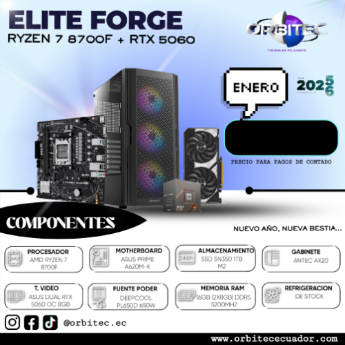 PC.20 ELITE FORGE RYZEN 7 8700F + RTX 5060 – Orbitec Ecuador